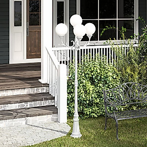 Aspen Creative 28002-31, 7-3/4" White Acrylic Replacement Lamp Post Globe with 3-3/4" Neckless Opening