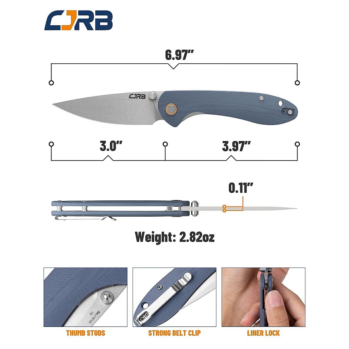 CJRB Feldspar Small Blue Bundled with Ria Green Great EDC Knife Companion