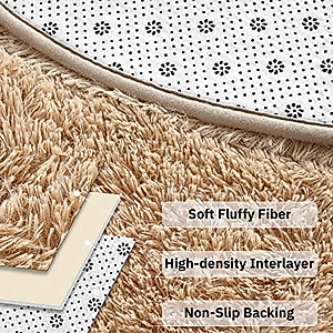 Goideal Oval Shaggy Bedroom Rug 2.6 x 5.2 Feet Fluffy Area Rugs for Girls Boys Kids Room Nursery Floor Carpet Home Decoration, Light-tan