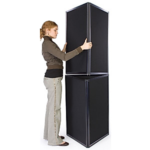 Displays2go Portable Display Panel System, includes 6 Show Panels, Folding Design, Hook & Loop-Receptive Fabric – Black (T6PNLBK)