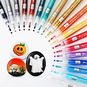 Paint Markers,Acrylic Paint Pens for Pumpkins Painting Canvas Ceramic Rocks Wood Plastic Craft Supplies,18 Vibrant Colors Acrylic Paint Markers for Graffiti Christmas Easter Egg for Adults Or Kids