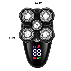 Head Shavers for Bald Men, 5 in 1 Facial & Body Grooming Set Electric Shaver Hair Trimmer Beard Electric Razor for Men Bald Shaving Machine Digital LCD Display