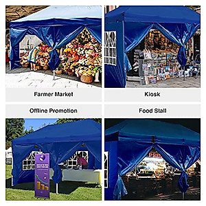 Yescom 10x20' Heavy Duty Enclosed Pop Up Canopy Folding with 4 Sidewalls for Outdoor Event Vendor Farmer Flea Market Tent Navy