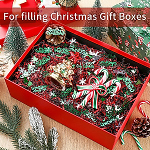 Knitgrip 2lb Christmas Basket Stuffers Metallic Red Green Crinkle Cut Paper Shred Filler Christmas Crinkle Paper Merry Christmas Tree Snowflake Elk Confetti Christmas Packaging Raffia Stuffers