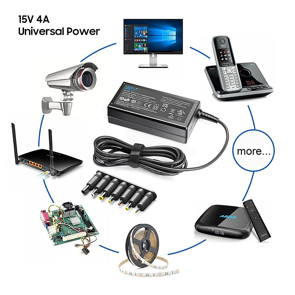 KFD 15V 4A Universal Power Supply for Neewer LUME Cube Right Light Power Cord Anker Soundcore Rave Mini A3390,BeoPlay A2 Sony SRS-XB3 Speaker Native Instruments NI Traktor Kontrol Charger Adapter