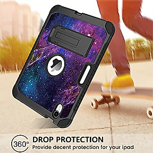 BENTOBEN iPad Mini 6 Case, Slim Space Galaxy Design 3 Layers Heavy Duty Rugged Shockproof Kickstand Protective Tablet Cover Case for iPad Mini 6th Generation 8.3 Inch 2021, Purple