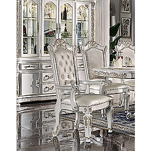 Acme Furniture Set of 2 Upholstered Arm Chair, Antique Pearl