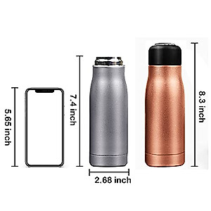 THI Double Wall Thermos, Vacuum Insulated Stainless Steel Water Bottle Keeps Drinks Cold for 24 Hours and Hot for 12, Reusable Metal Leak-Proof Sports Flask with Wide Mouth Lid, BPA-Free, Set of 2