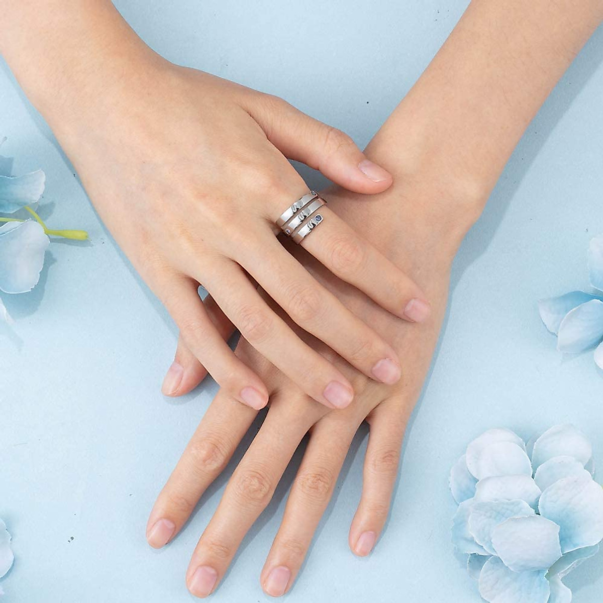 LanM Personalized Mothers Rings for 3 Birthstones BFF Wrap Name Rings for Women Promise Rings for Her Free Engraving Sisters Friends Rings for Girl Mother Day Gift