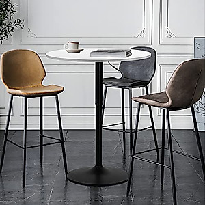 MoNiBloom Bar Table Kitchen Dining Table High Top Table for Home Balcony Indoor Outdoor Bistro Table 39.5''- 49.5" Height-Adjustable Round Cocktail Table, White