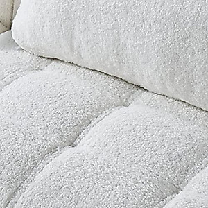 MMTGO Convertible Fabric Sofa Bed with Gold Metal Legs and Toss Pillow,Single Futon Couch w/Three Backrest Settings for Small Spaces,Partment,Studio, 35.5Inch, White Teddy