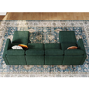 Belffin Modular U Shape Couch with Storage Ottoman Corduroy Sectional Couch with Chaise Convertible Modern Sectional Sofa Couch Dark Green