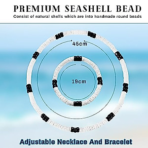 LOYALLOOK Clam Chips Puka Shell Necklace Bracelts for Men Women Adjustable SeaShell Surfer Necklace Beachy Beaded Summer Pookah Shells Choker Necklace Hawaiian Vsco Clavicle Necklace Bracelts Style C