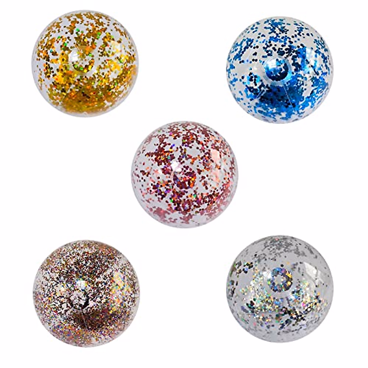 Muised 5PC Transparent PVC Inflatable Beach Ball Elastic Beach Ball Confetti Ball Pool Beach Outdoor Toys, Beach Sand Outdoor Water Games Toddler Bath Toys Pool Party Favors