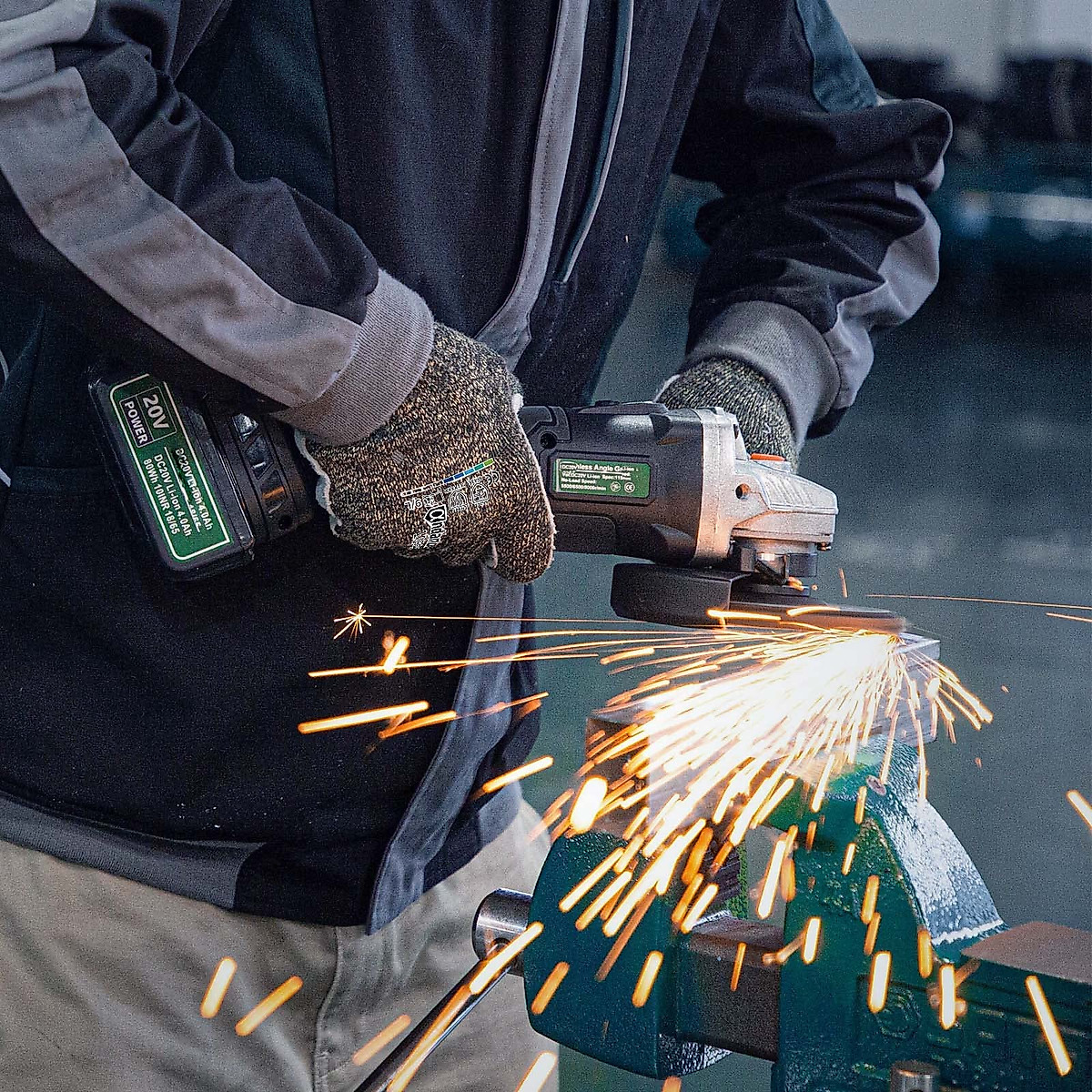 ANDANDA Level 5 Cut Resistant Gloves, Aramid Suture, Cow Split Leather Work Gloves Suitable for Men/Women Working in Gardening, Large/1 Pair