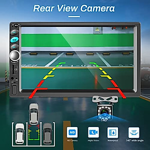 Apple CarPlay Double Din Car Stereo Radio with Android auto,7 inch Bluetooth Touchscreen Radio Support Phone Mirror Link FM Radio,Car Audio Receivers with Mic HD Backup Camera USB/TF Card Port/AUX-in