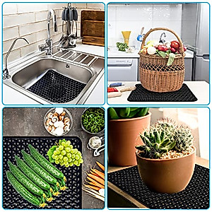 2 Pack Kitchen Sink Mat for Stainless Steel Sink, PVC Eco-friendly Sink Protector for Bottom of Kitchen Sink, Dishes and Glassware, Fast Draining, Triangular Hole Design, 12.6 x 10.5 Inches (Black)