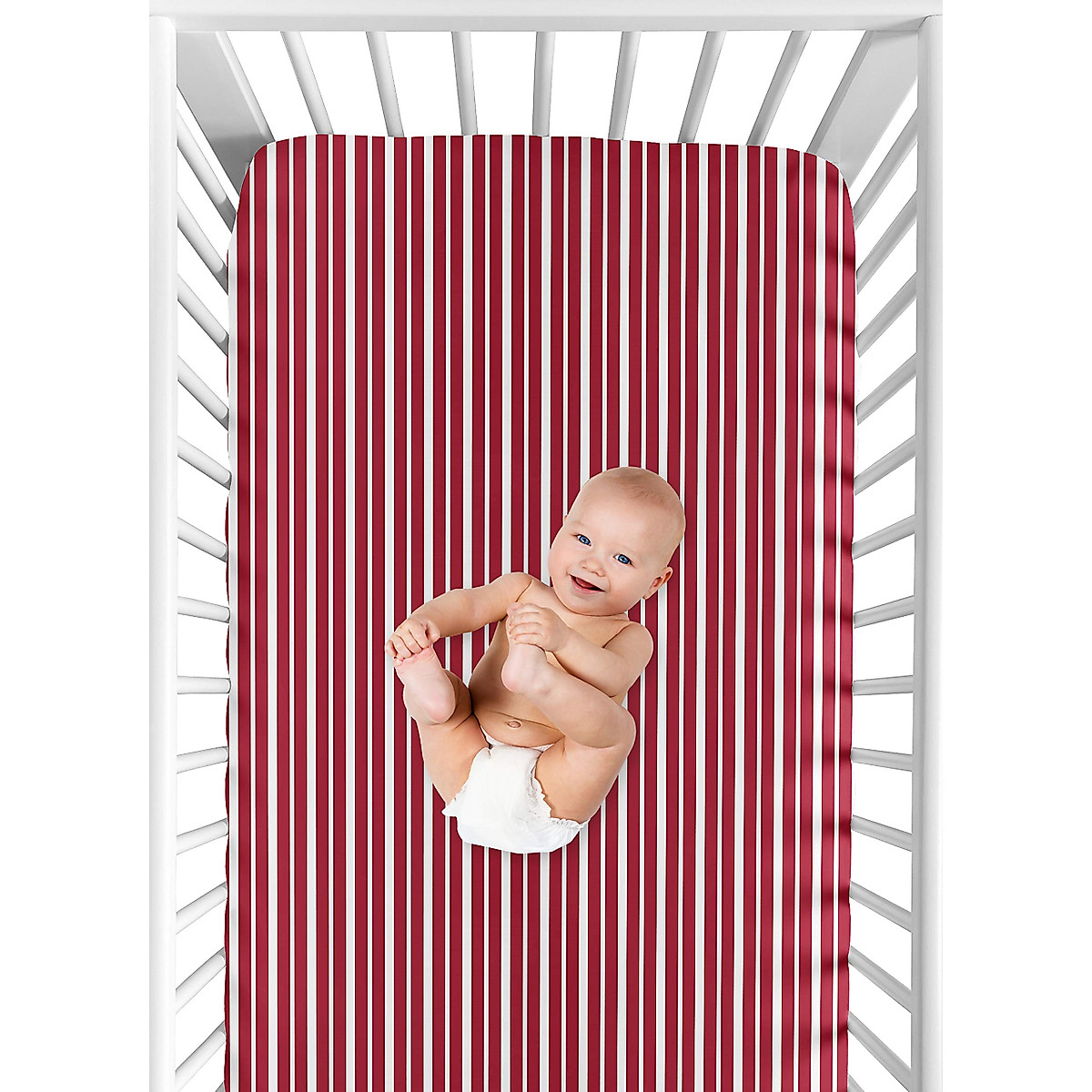 Vintage Aviator Fitted Crib Sheet for Baby and Toddler Bedding Sets by Sweet Jojo Designs - Red Stripe Print