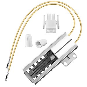 Dreyoo DG94-00520A Gas Range Oven Igniter Compatible with Samsung Gas Range Oven, Flat Oven Igniter with Connector Plug and Nuts, Replacement of 2692271 AP5577941 EAP4241428 PS4241428 (One Ear)