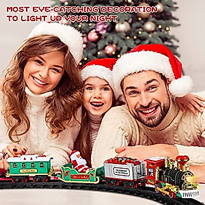 AOKESI Electric Train Set for Kids, Battery-Powered Train Toys with Light, Railway Kits w/Steam Locomotive Engine, Cargo Cars & Tracks, Classic Toy Train Set Gifts for 3 4 5 6 Years Old Boys Girls