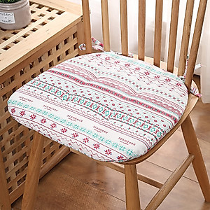 4 Pack Cotton and Linen Chair Cushion for Desk Chair Soft Plush Nonslip Seat Cushions Washable Kitchen Dining Chair Pads with Ties Office Car Sitting Chair Pads,17.7" x 17" (Pink-Bohemia)