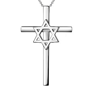 Star Of David Necklace for Women Men 925 Sterling Silver Jeweish Star Necklace Magen David Necklace Star of David Charm Cross Pendant Necklace Jewish Jewelry for Womens Chrismtas Gifts FP0110W