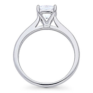 BERRICLE Sterling Silver Solitaire Wedding Engagement Rings 1.25 Carat Cushion Cut Cubic Zirconia CZ Promise Ring for Women, Rhodium Plated Size 9