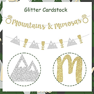 Sursurprise Mountain Bachelorette Party Decorations, Mountains & Mimosas Banner Mountain Champagne Garland Gold, Cabin Camping Glamping Bridal Shower Engagement Wedding Supplies