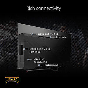 ASUS ROG Swift 47.5” 4K OLED Gaming Monitor (PG48UQ)- UHD (3840 x 2160), 138Hz, 0.1ms, HDMI 2.1, True 10 bit, DCI-P3 98%, G-SYNC Compatible, DisplayPort, USB, Console Ready, Remote Control, Anti-Glare