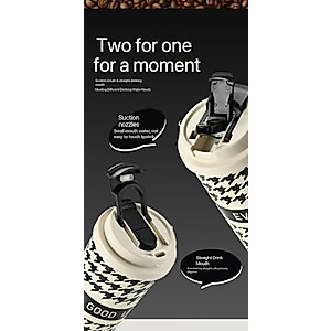 Coffee mug, Coffee Travel Mug +gift box,18 OZ stainless steel+ceramic tumbler, portable travel mug, Double drinking mouth, straight Drink +Straw, best wedding, anniversary, birthday gift