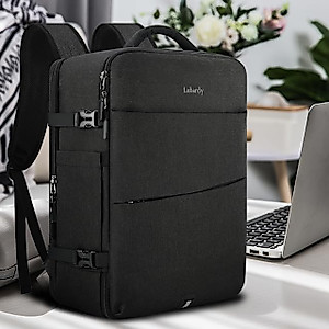 Travel Backpack for Men Women 17 Inch Flight Approved Carry on Backpack Waterproof Large 40L Luggage Daypack Business College School Weekender Overnight Laptop Backpack with 3 Packing Cubes, Black