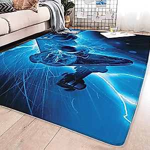 Large Game Area Rugs 3D Anime Gamer Carpet Decor Game Printed Living Room Mat Bedroom Controller Player Boys Gifts Home Non-Slip Crystal Floor Polyester Mat Teen Boys Carpet 31x20inch