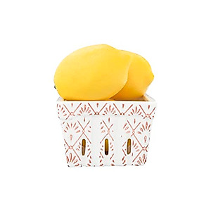 Creative Co-Op Stoneware Stamped (Set of 4 Colors/Patterns) Berry Baskets, Multicolor