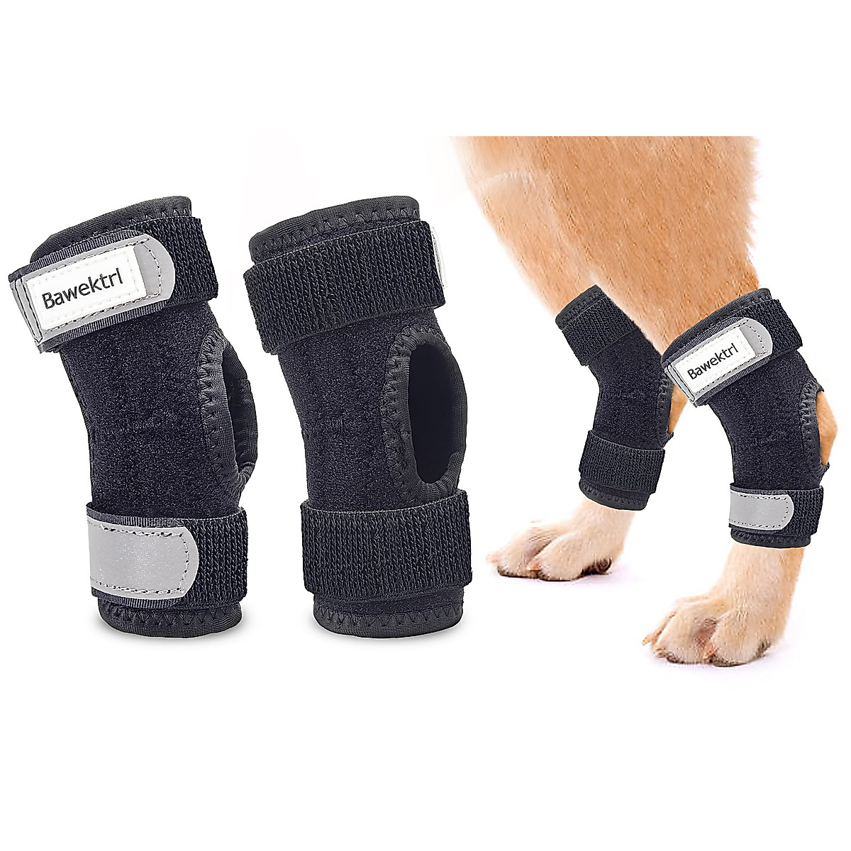 Dog Leg Braces for Rear Legs, Hock Brace for Back Legs with Metal Strips and Safety Reflective Straps for Short Legs, Joint Warps Support for Hind Legs Injuries Sprains Arthritis (XSmall)