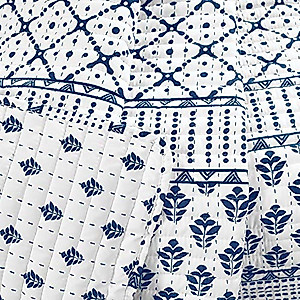 Lush Decor Monique Stripe Throw Blanket, 60" x 50", Navy