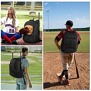 MATEIN Baseball Bag, Large Softball Bag with Shoe Compartment, Bat Bags for Men and Adult, Baseball Backpack with Fence Hook Hold TBall Bat, Batting Mitten, Helmet, Teeball Gear, Black
