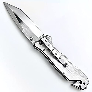 GAJING EDC Sharp Folding Pocket Knife with Liner Lock,Pocket Clip, Glass Breaker,Sealbelt Cutter and Stainless Steel Handle