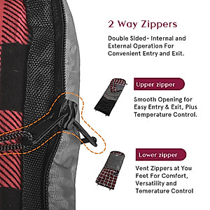 Coastrail Outdoor Sleeping Bag for Adults, 20F Degree XL Three-Zone Thickened Design Warm and Comfortable for Camping 3-4 Seasons Cold Weather with Compression Sack, Black&Grey