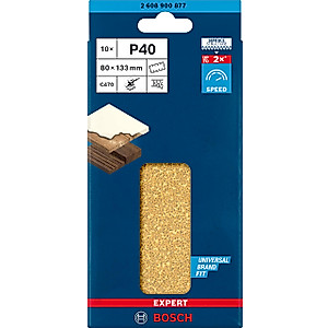 Bosch Professional 10x Expert C470 Sandpaper (80x133 mm, Grit 40, Accessories Orbital Sander)