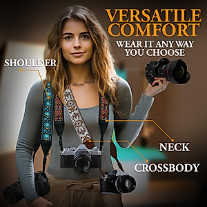 Art Tribute Camera Strap for All DSLR and Mirrorless Cameras Including Binoculars. Universal Neck Crossbody & Shoulder Floral Cotton Elegant Camera Strap Best Gift for Men & Women Photographers