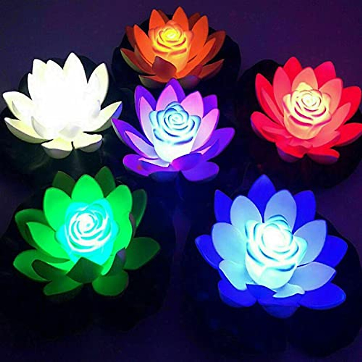 6 PC Lamp LED Floating Flower Lamps Lamps On Water Decoration Pool Decoration Swimming Garden Light Water Fountain