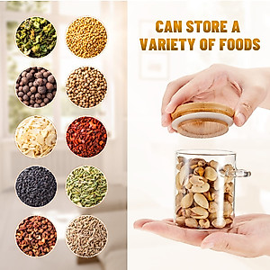 Set of 12 Airtight Glass Jars with Bamboo Lids and wood Spoons 6 oz Clear Glass Canisters Sugar Container Coffee Containers Coffee Canister for Kitchen Food Storage Organization Beans Tea Nuts Spice