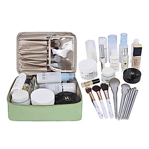 mooiborsa Travel Makeup Bag Cosmetic Bag Make up Case Organizer Cosmetic Brush Storage Case for Women and Girls,Green