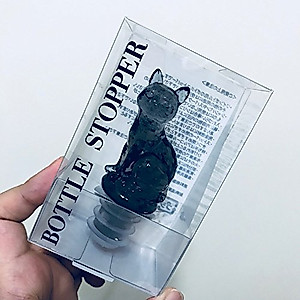 WINGOFFLY® Super Cute Decorative Wine Champagne Beverage Bottle Stopper(Black Clear Cat)