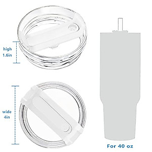 Mojoker 2 Pcs White Skinny Tumbler Lid Replacement, 40 OZ Tumbler Lid Compatible for Stanley, Spill Proof Splash Resistant Tumbler Covers Fit for Stanley Tumbler and More Coffee Mugs