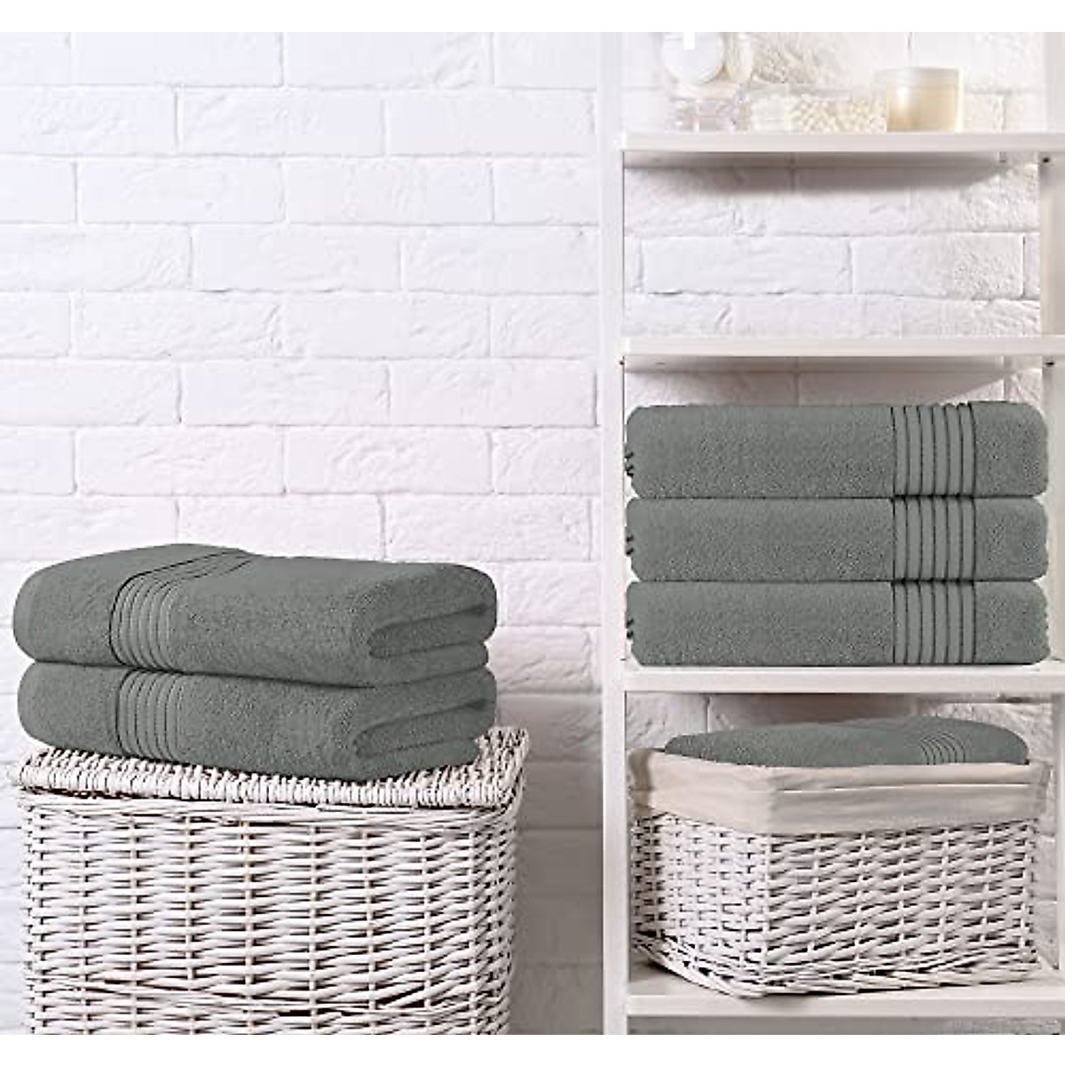 Utopia Towels Bundle of 10 Premium Hand Towels & Bath Towels - 6 Pack Large Hand Towels, 16"x28" - 4 Pack Luxurious Bath Towels, 27"x54" - 600 GSM Ultra Soft Towels (Grey)