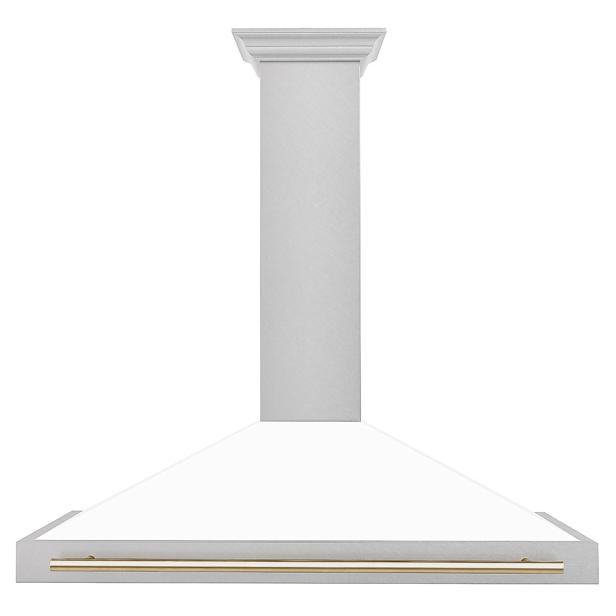 ZLINE 48 in. Autograph Edition Convertible Fingerprint Resistant DuraSnow® Stainless Steel Range Hood with White Matte Shell and Polished Gold Handle (KB4SNZ-WM48-G)