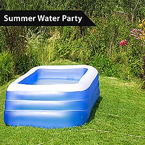 Family Inflatable Swimming Pool, 118" X 72" X 22" Full-Sized Inflatable Lounge Pool for Baby, Kiddie, Kids, Adult, Infant, Toddlers for Ages 3+,Outdoor, Garden, Backyard, Summer Water Party