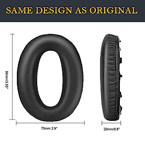 SOULWIT Replacement Earpads Cushions for Sony WH-1000XM2 (WH1000XM2) & MDR-1000X (MDR1000X) Headphones, Ear Pads with Noise Isolation Memory Foam, Added Thickness (Black)