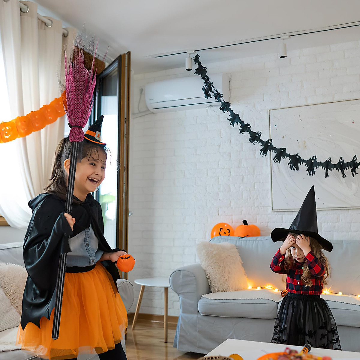 DOITOOL Halloween Witch Broom Kids Witch Broomstick Props Plastic Witches Broom Halloween Decor Witches Broomstick Halloween Witch Decoration Props Witch Costume Accessories